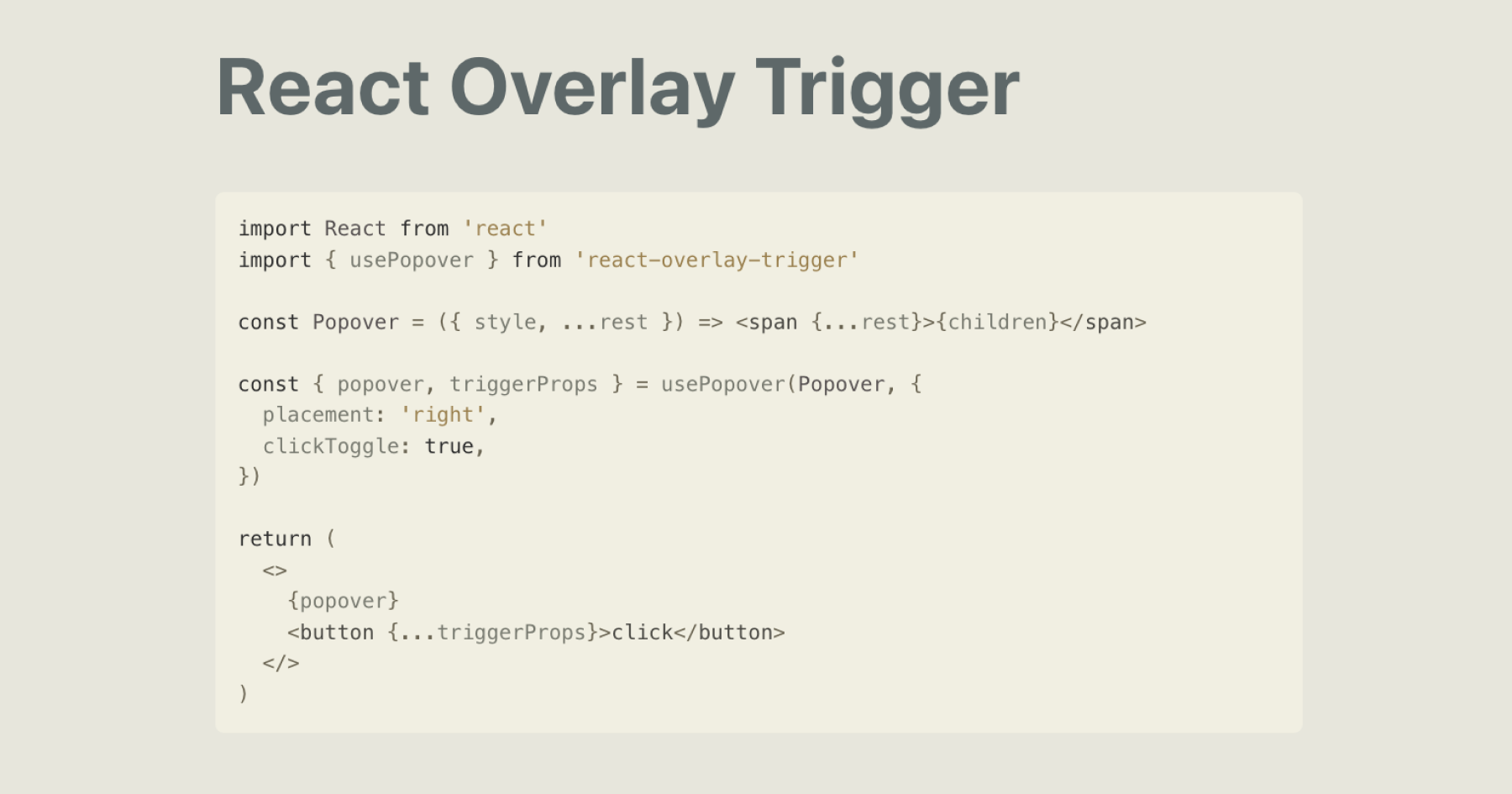 React Overlay Trigger